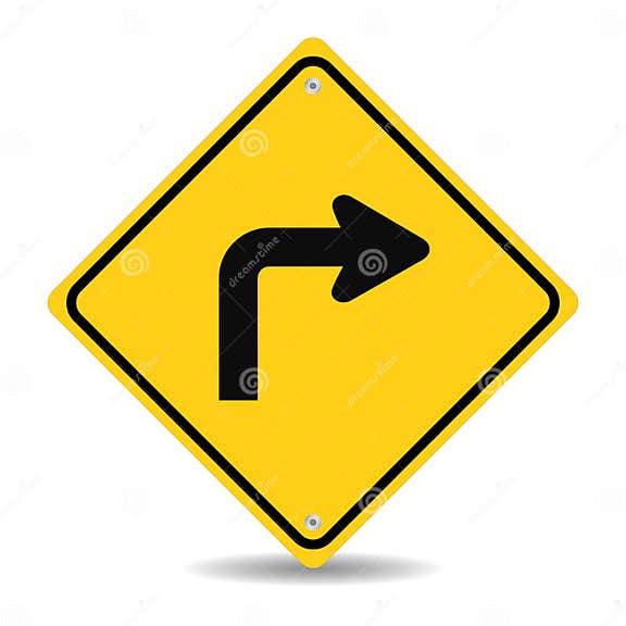 Turn right traffic sign stock vector. Illustration of black - 43236709