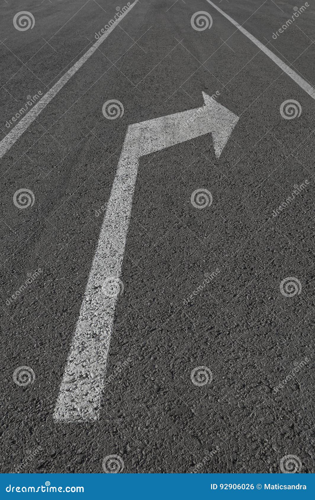 Turn Right White Arrow Sign on Road. Stock Photo - Image of opportunity ...