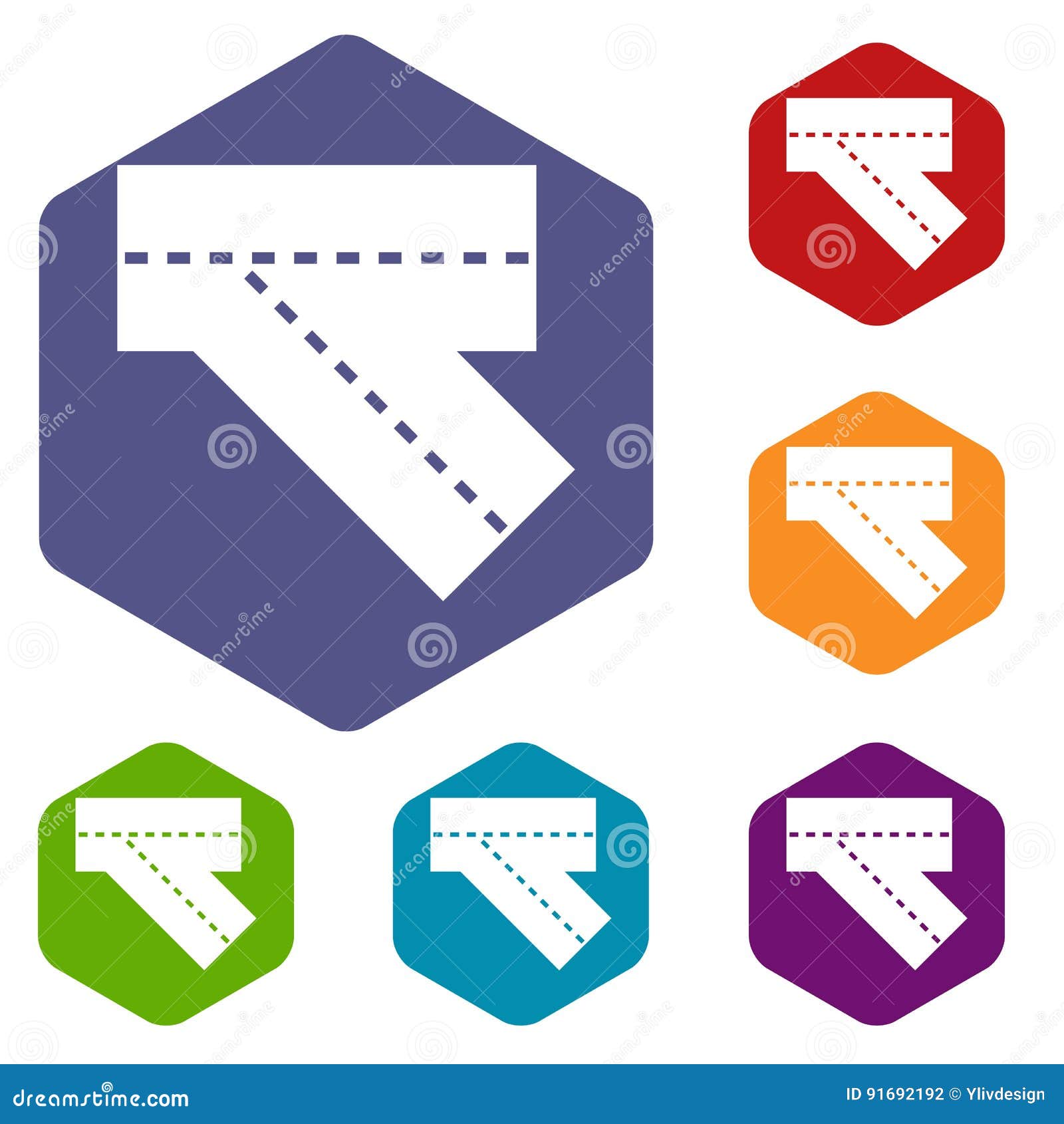 Turn Road Icons Set Hexagon Stock Vector - Illustration of corner, logo ...