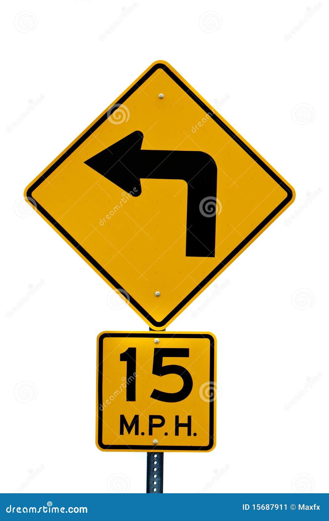 Turn and speed limit sign stock image. Image of sign - 15687911