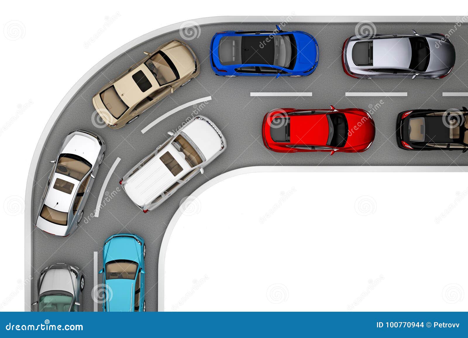 Turn the Traffic Road Top View Stock Illustration - Illustration of ...
