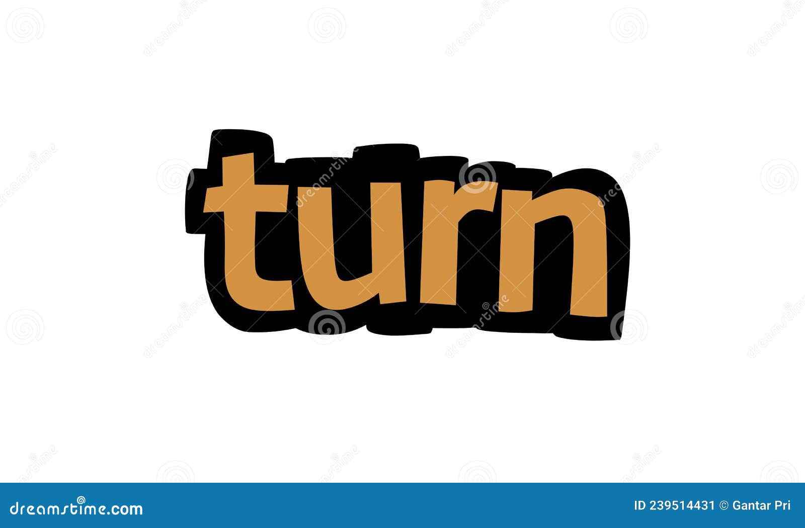 TURN Writing Vector Design on White Background Stock Vector ...