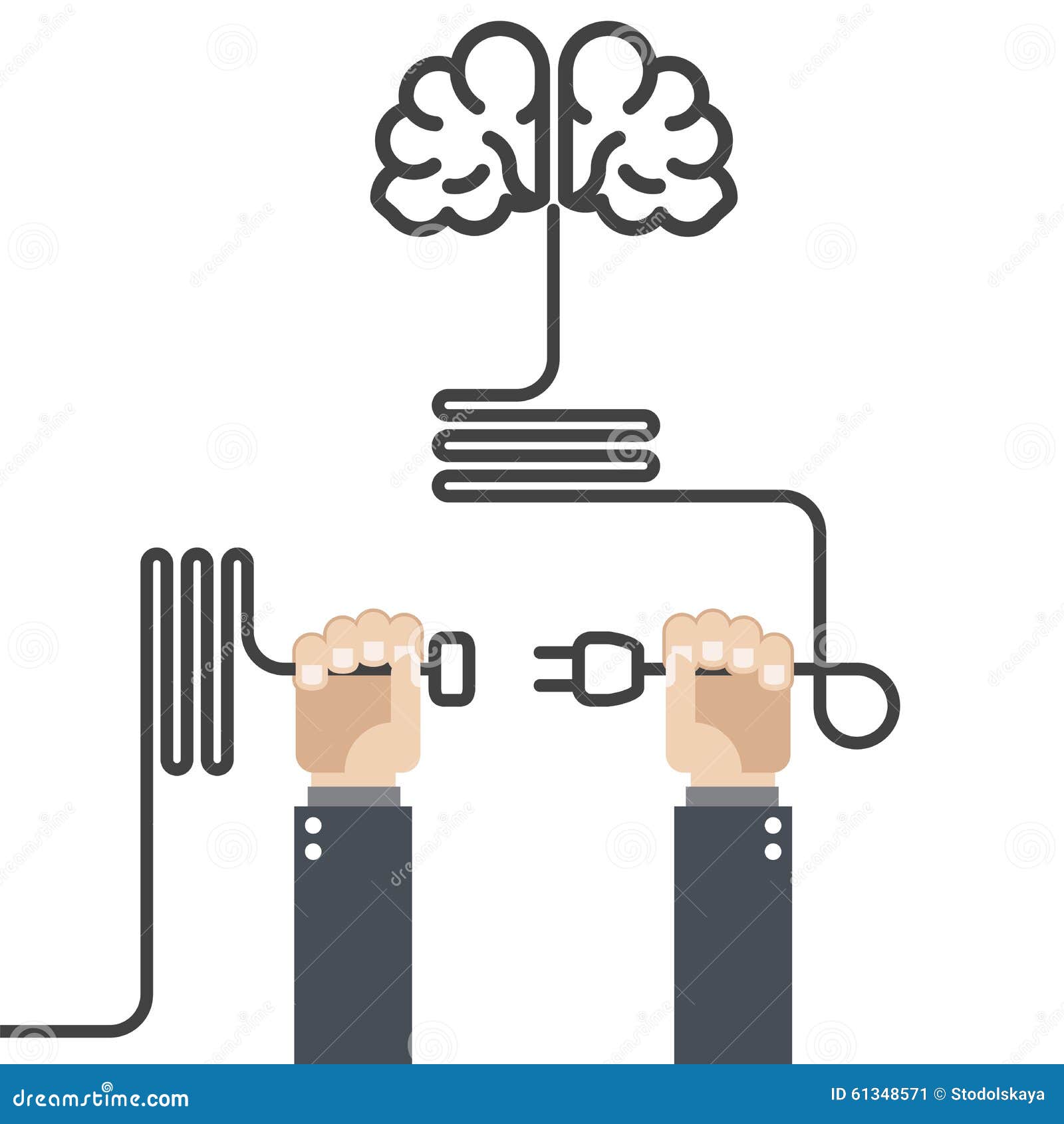 Turn on Your Brain - Hands with Plug Stock Vector - Illustration of ...