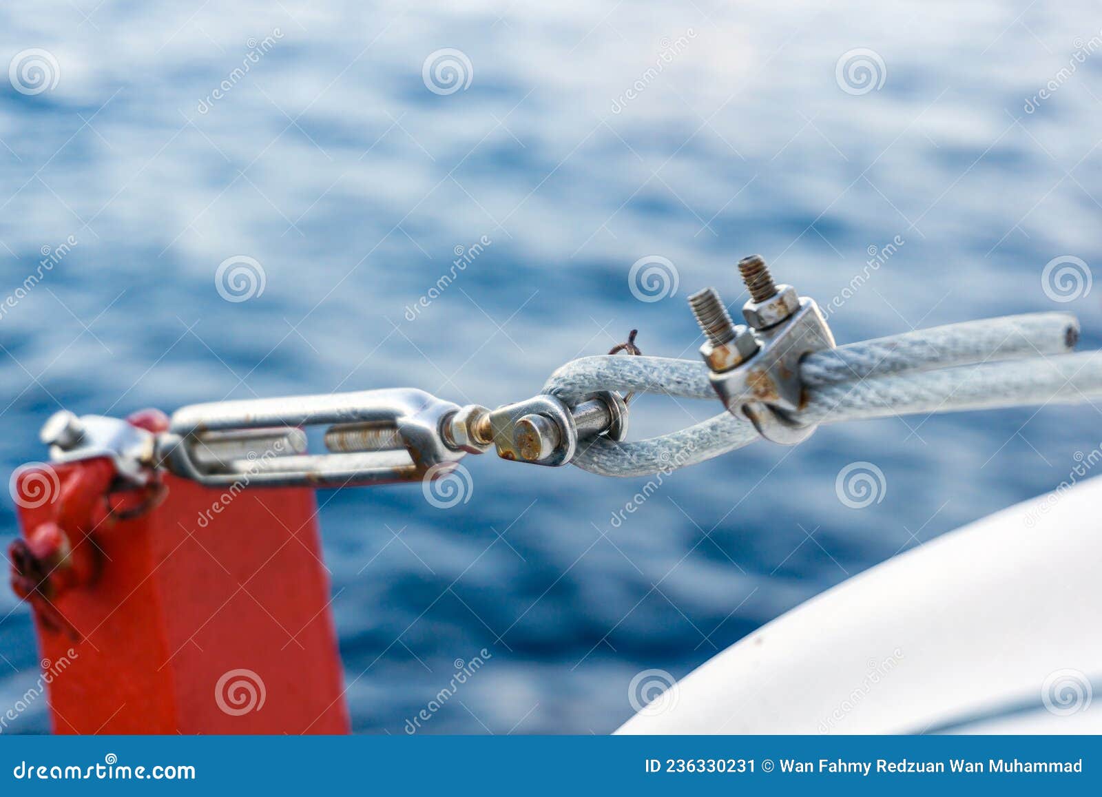 A Turnbuckle Securing a Life Raft on Board a Construction Work Barge ...