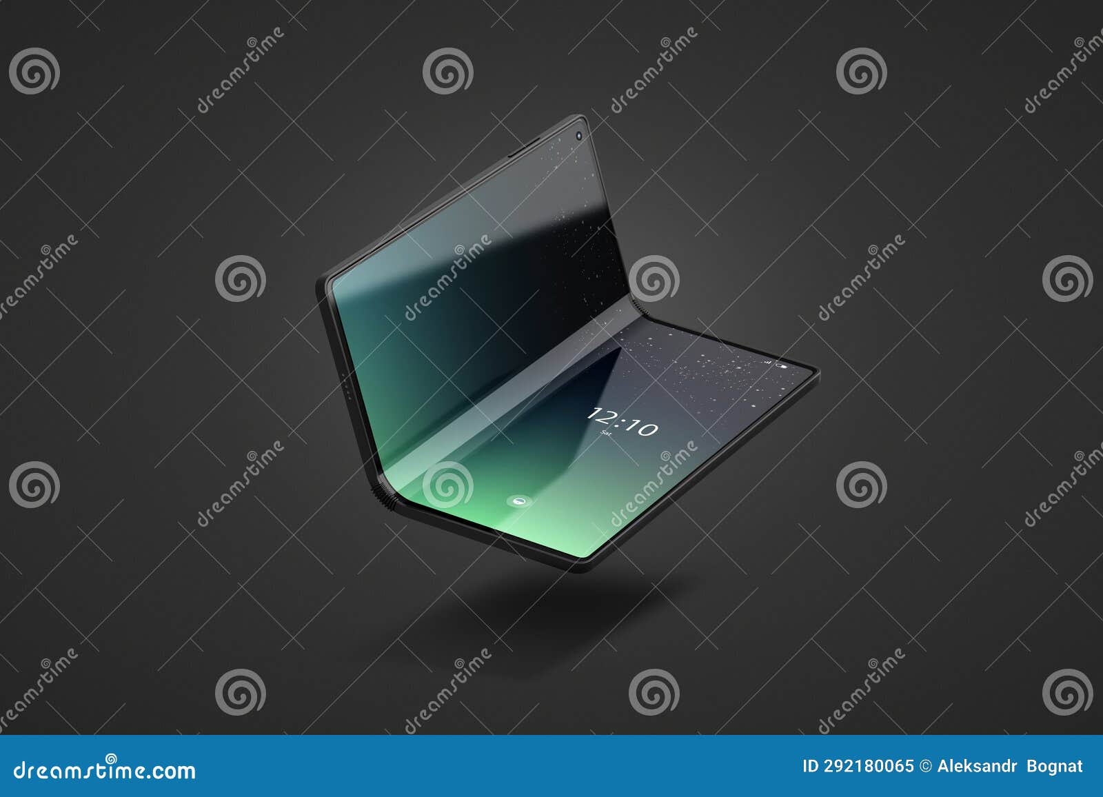 Turned On Flexible Clamshell Phone Display Mockup, Different Views ...