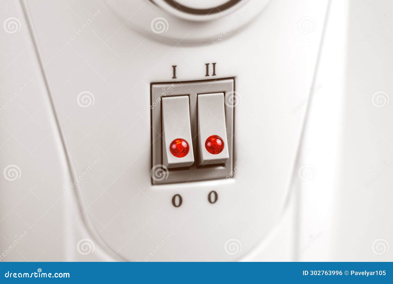 Turned on Hot Heating Radiator with Two Switches and Indicator Red ...