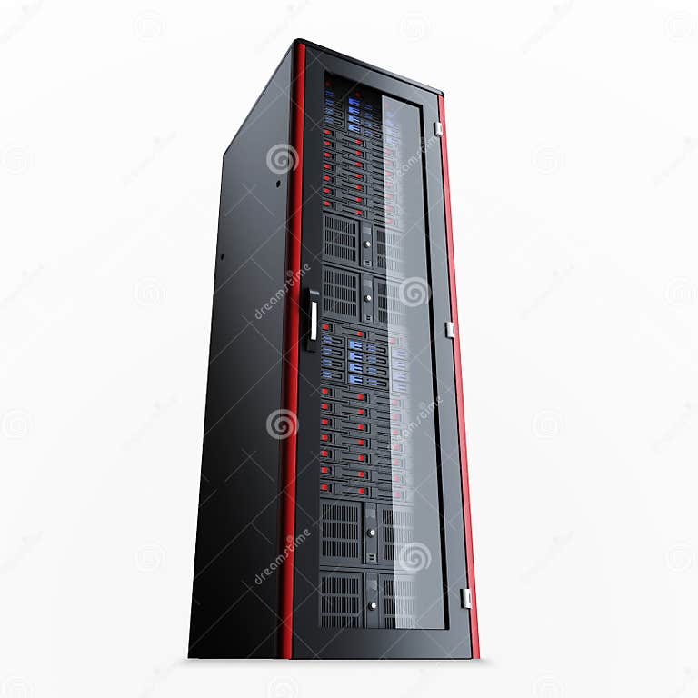 Turned Off Server Rack Isolated on White Background Stock Illustration ...