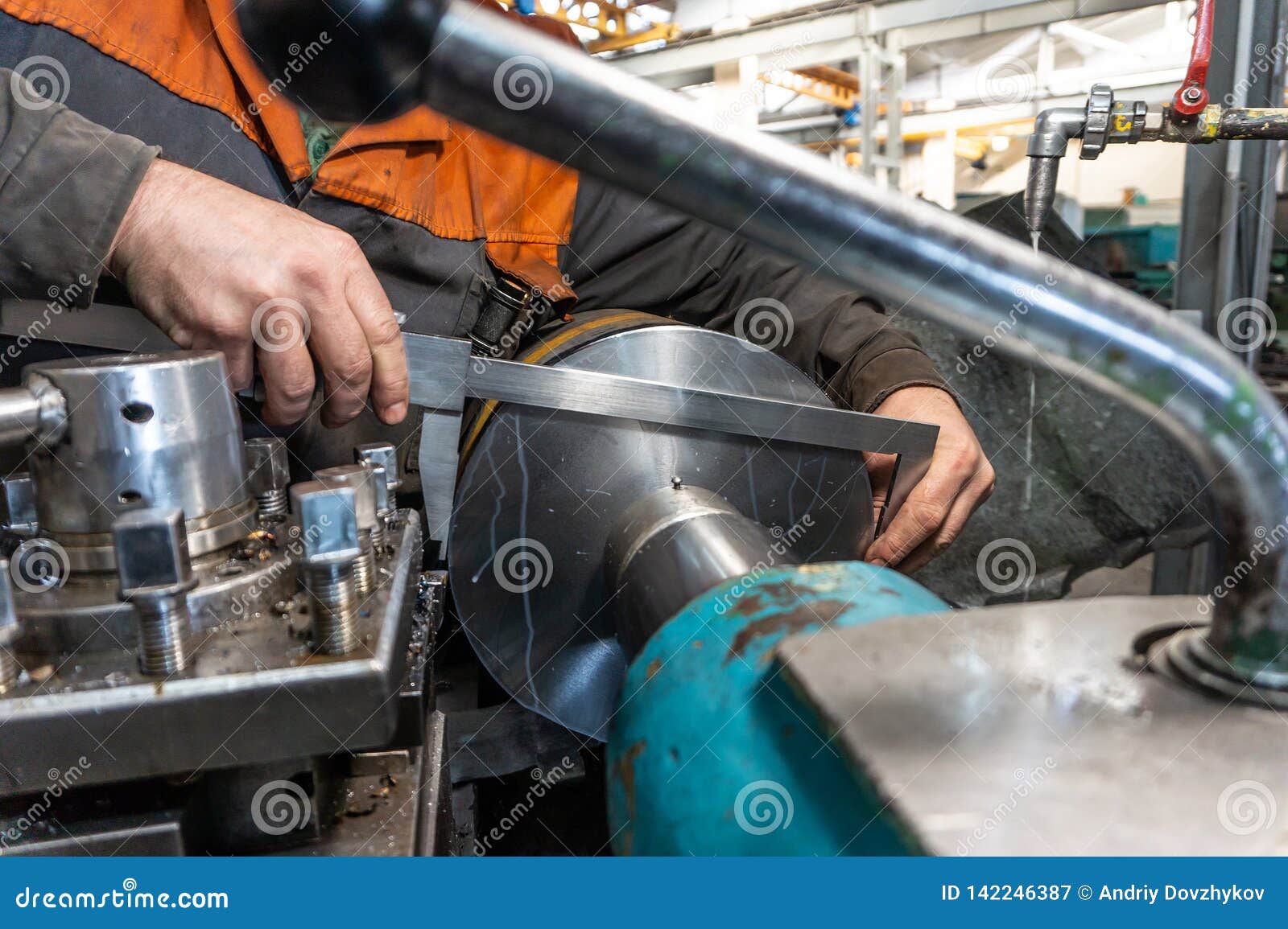 Turner Worker Manages the Metalworking Process of Mechanical Cutting on ...