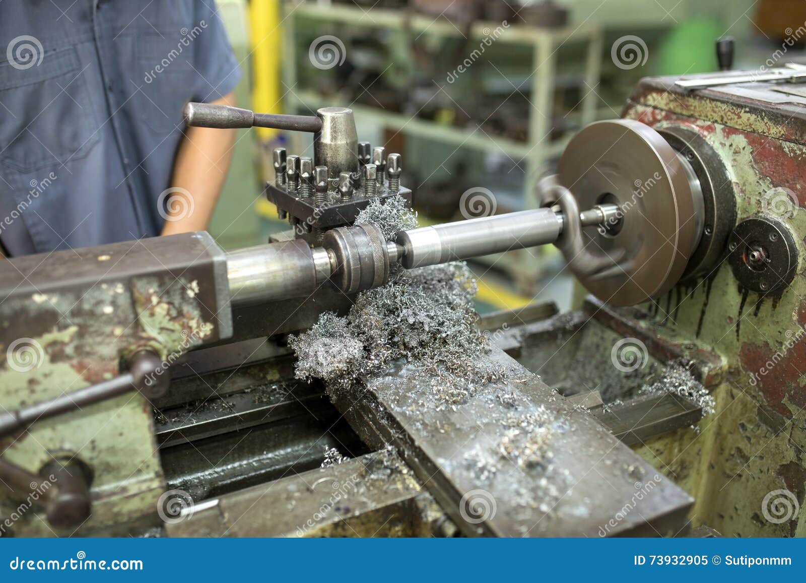Turner is Working on the Machine. Stock Image - Image of industrial ...