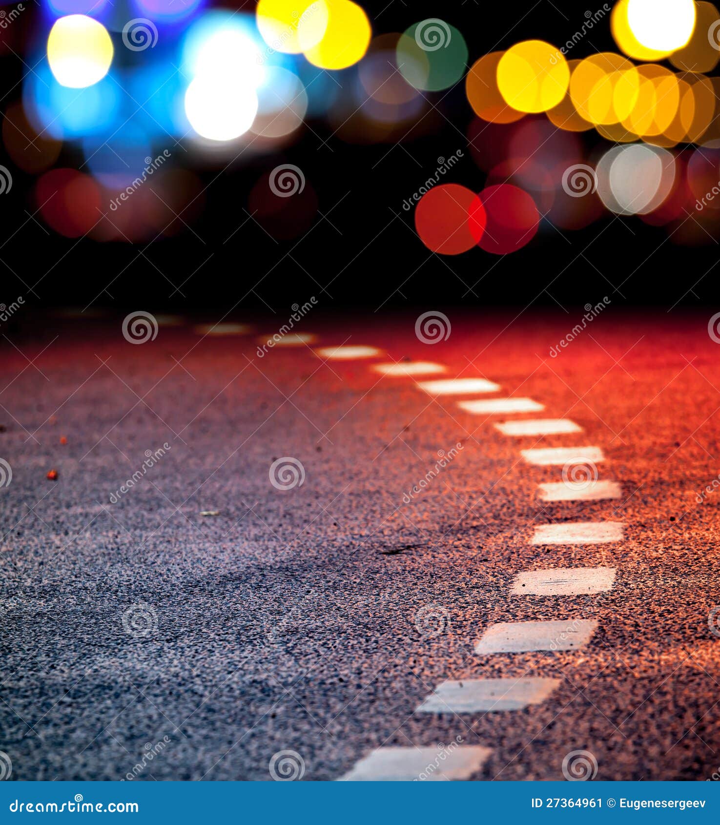 Turning Asphalt Road with Marking Lines and Lights Stock Image - Image ...