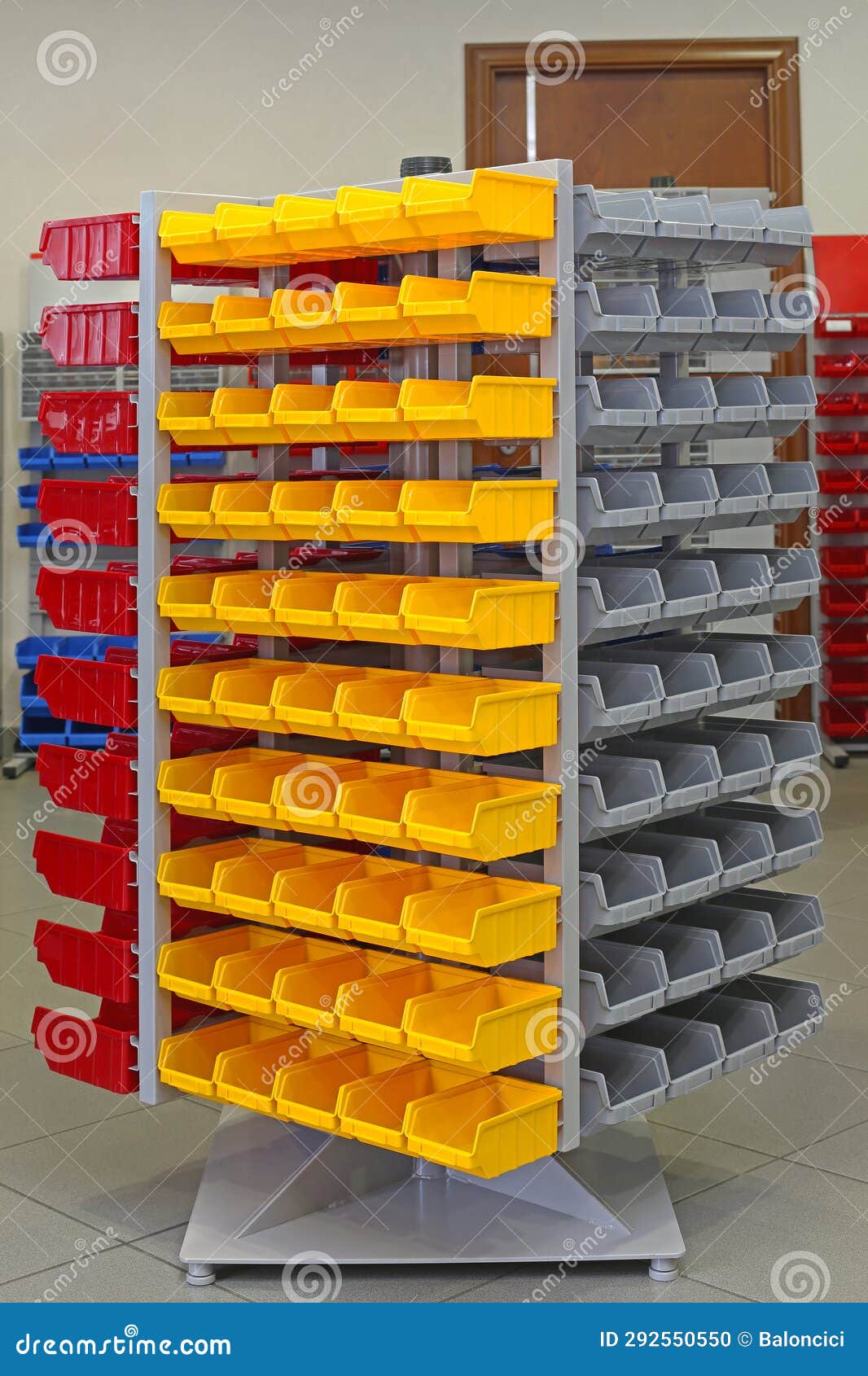 Turning Bin Rack Shelf stock photo. Image of compartment - 292550550