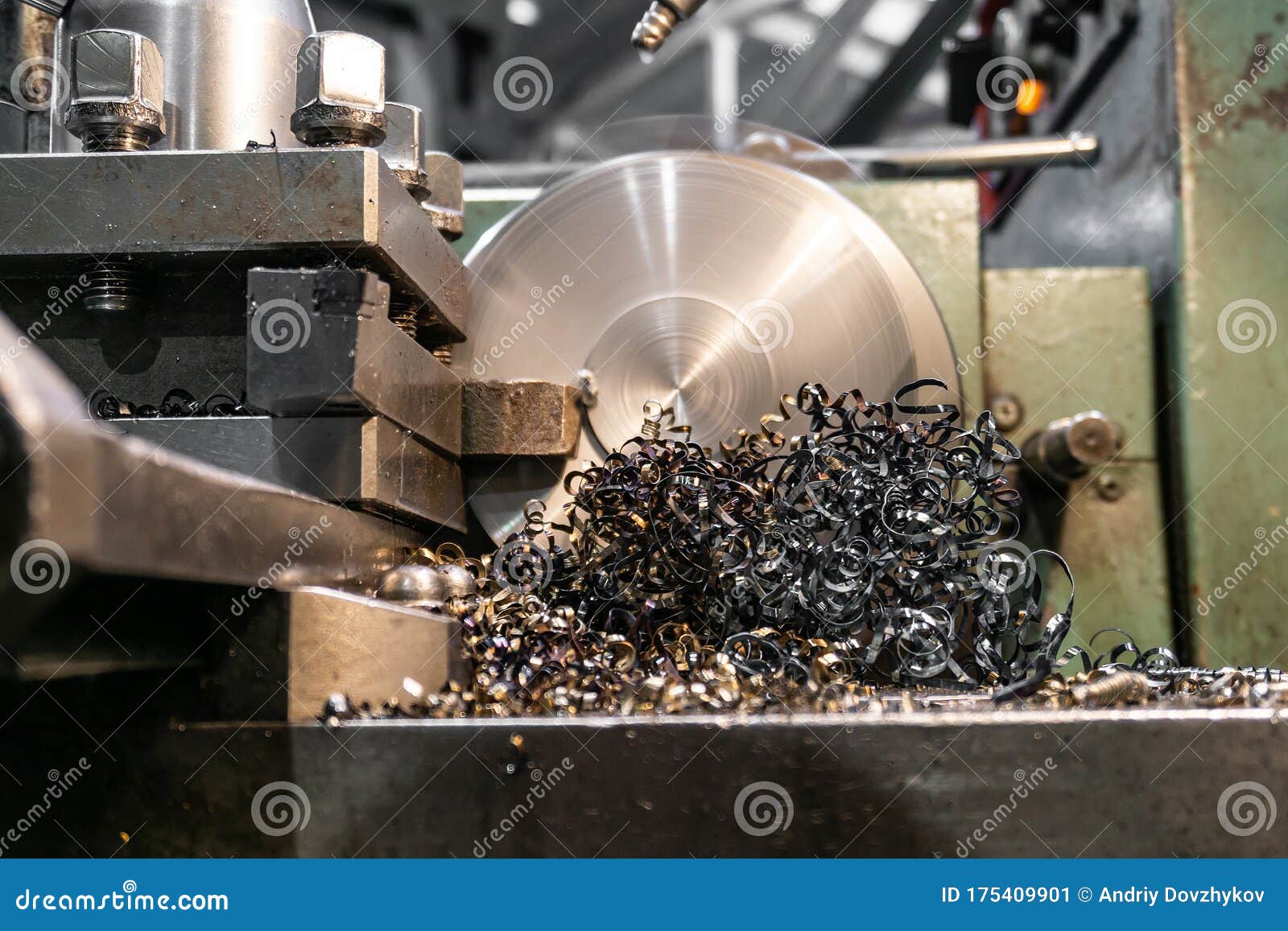 Turning Chips on a Metal Machine in a Machine Workshop Stock Image ...
