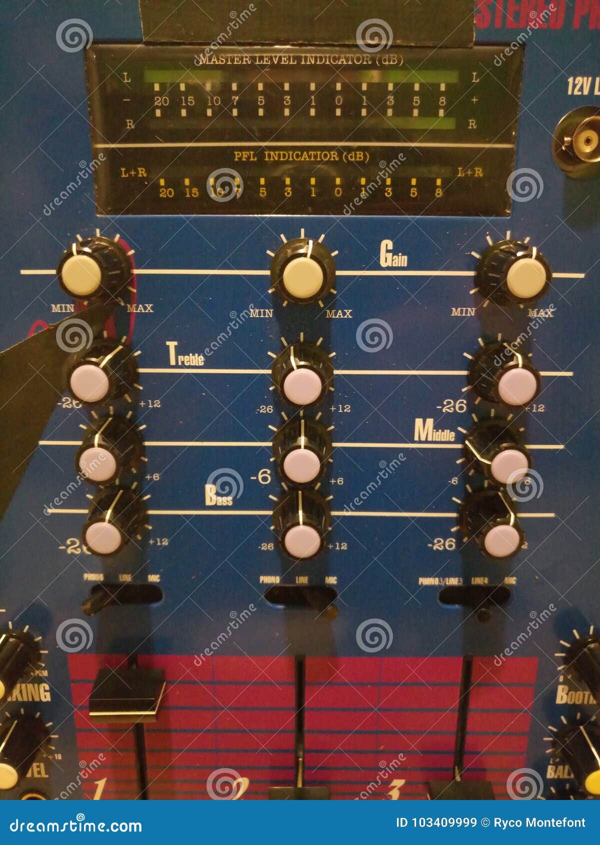 Analogue mixer controls stock image. Image of dials - 103409999