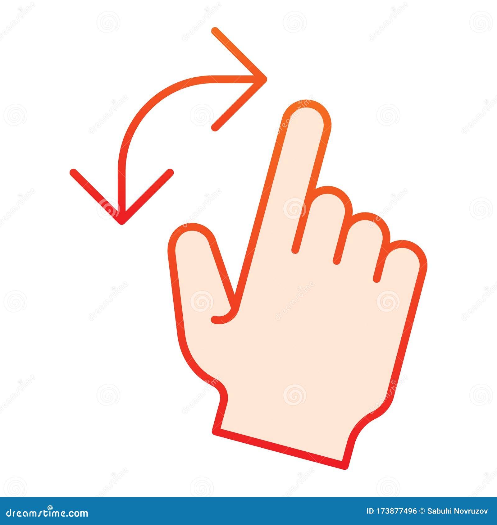 Turning Gesture Flat Icon. Turn from Left To Right Vector Illustration ...