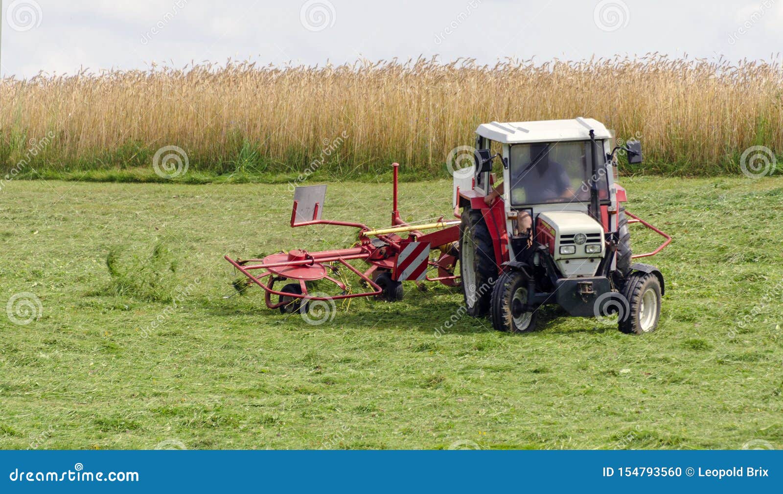 Tractor turning hay stock photo. Image of agriculture - 154793560