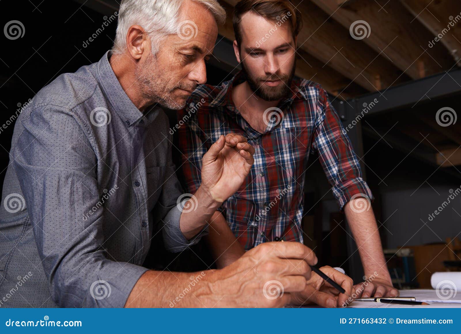 Turning His Vision into Reality. an Architect Drawing Up Plans. Stock ...