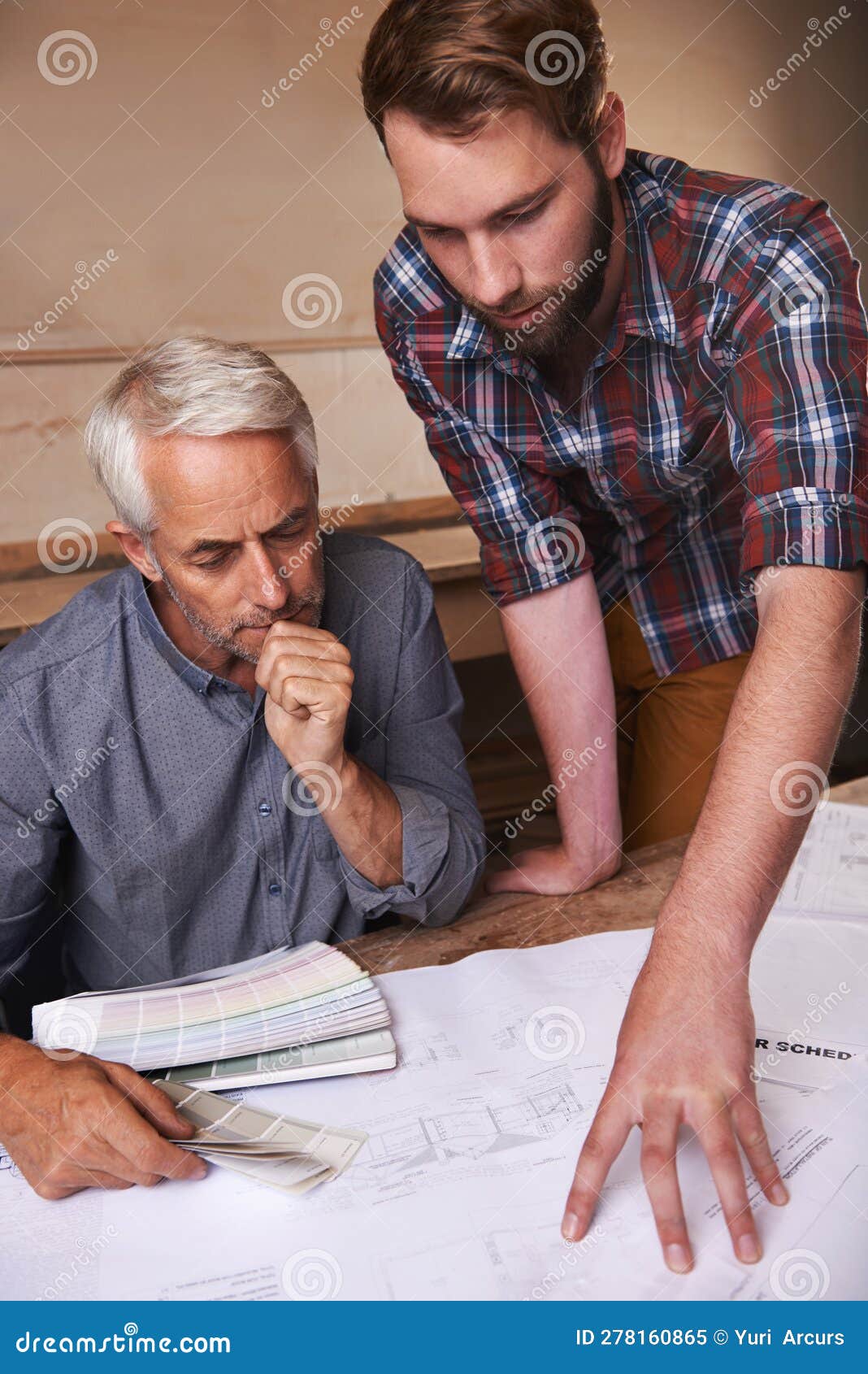 Turning His Vision into Reality. an Architect Drawing Up Plans. Stock ...