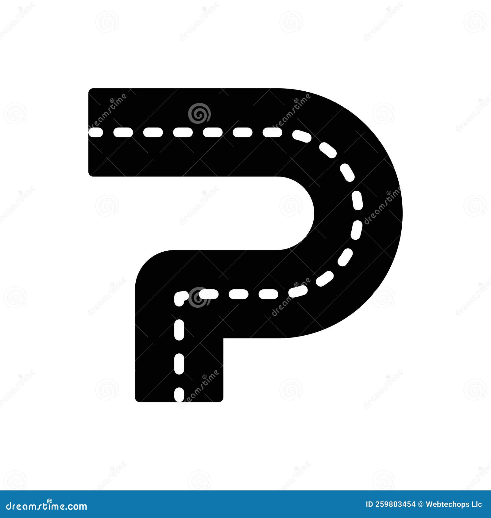 Black Solid Icon for Turning, Diversion and Bends Stock Illustration ...