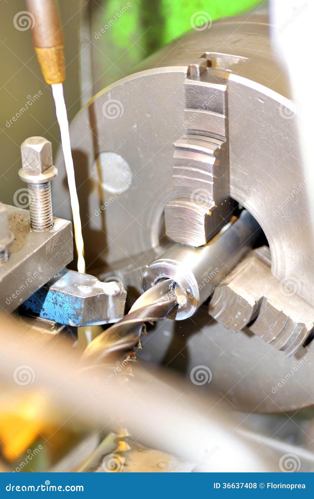 Turning lathe in action stock photo. Image of metal, metallic - 36637408