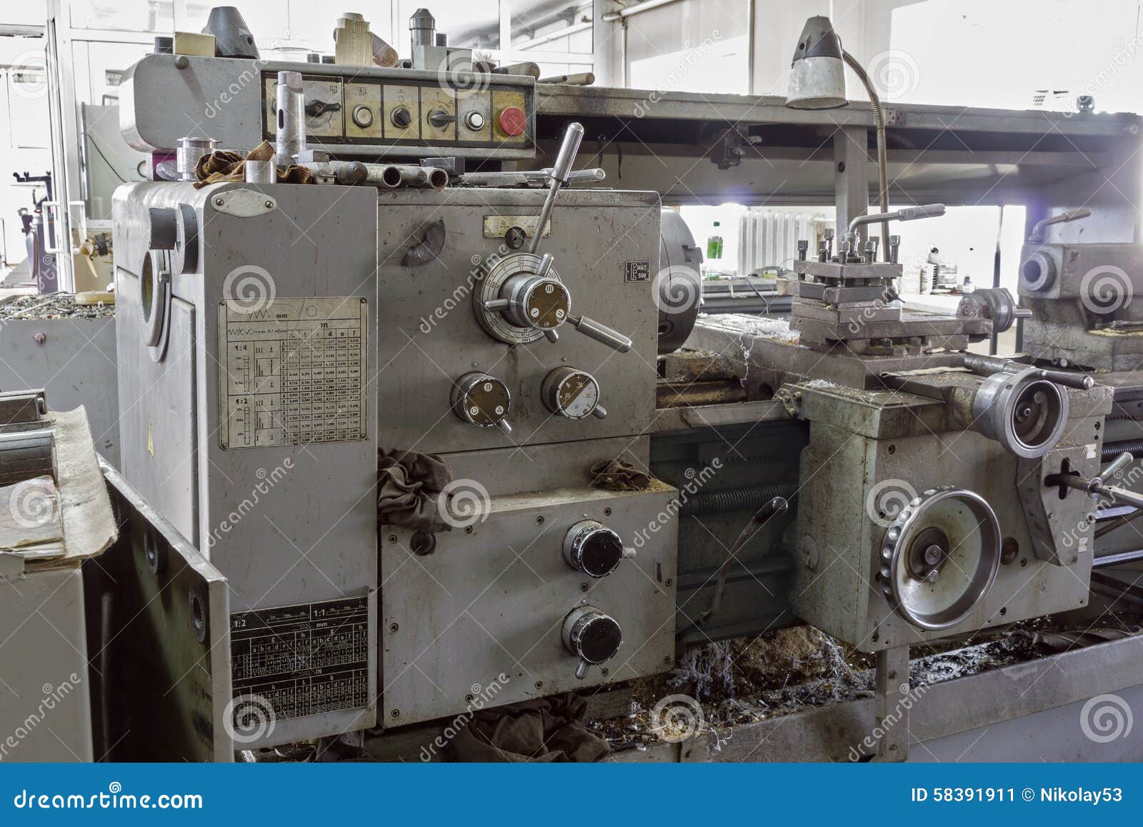 Turning lathe. stock image. Image of machine, control - 58391911