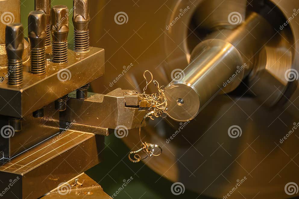 The Turning Machine Operation with Continue Chip from Turning Process Stock Image - Image of ...
