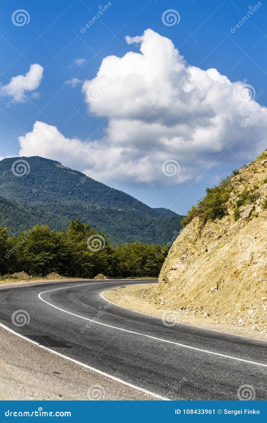 Turning the mountain road stock image. Image of mountain - 108433961