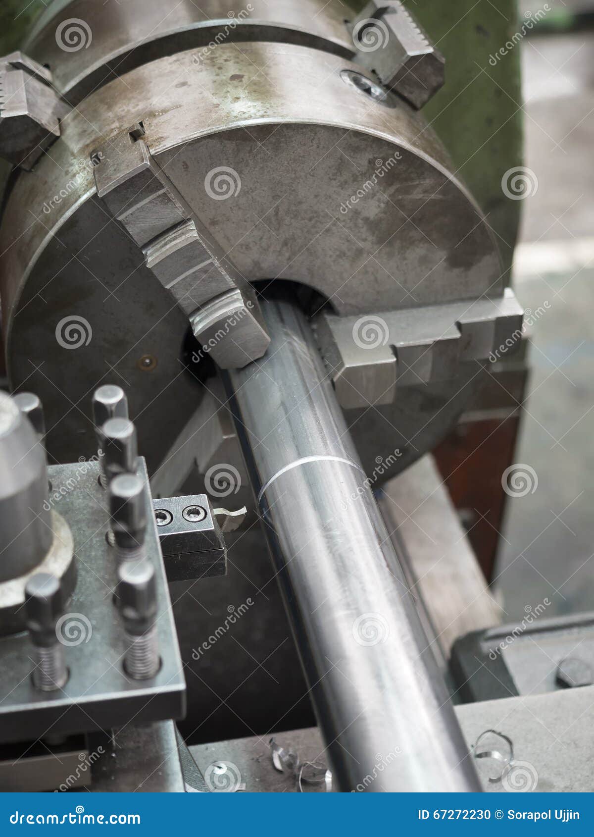 Turning Part by Manual Lathe Machine Stock Photo - Image of production ...
