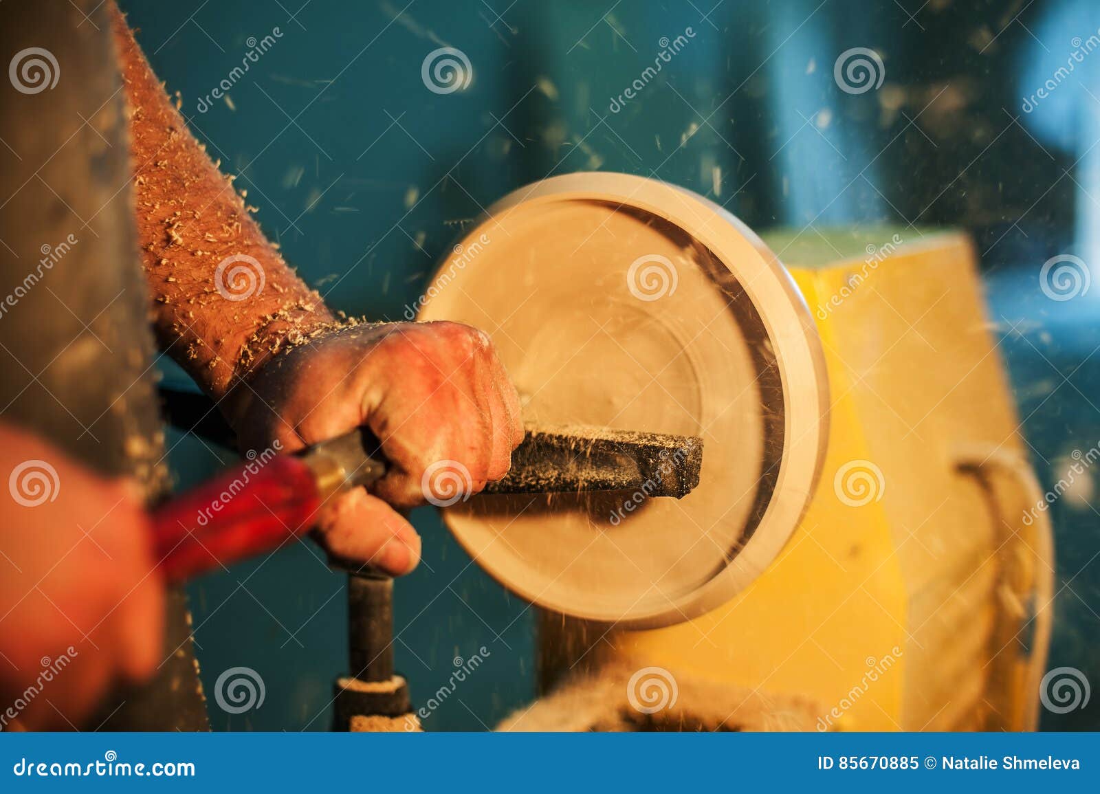 Turning a plate stock image. Image of equipment, woodcraft - 85670885