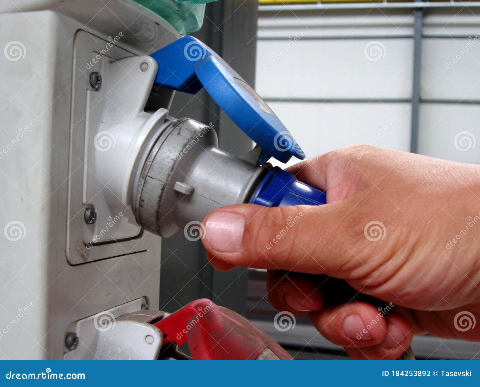 Turning the power outlet stock photo. Image of electrical - 184253892