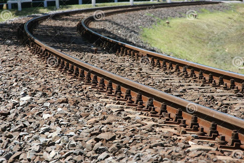 Turning railway line stock image. Image of daytime, shadow - 14662781