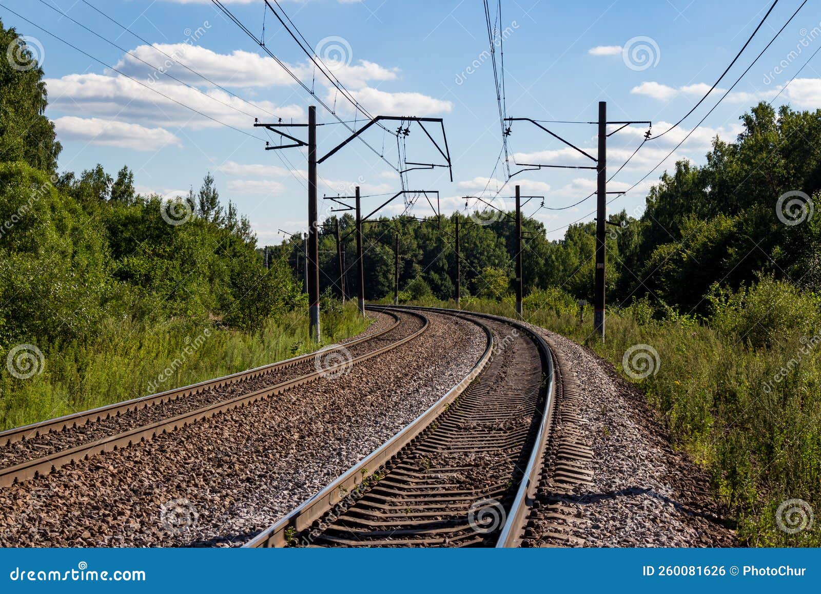Turning Railway Tracks in a Forest Area Stock Photo - Image of track ...