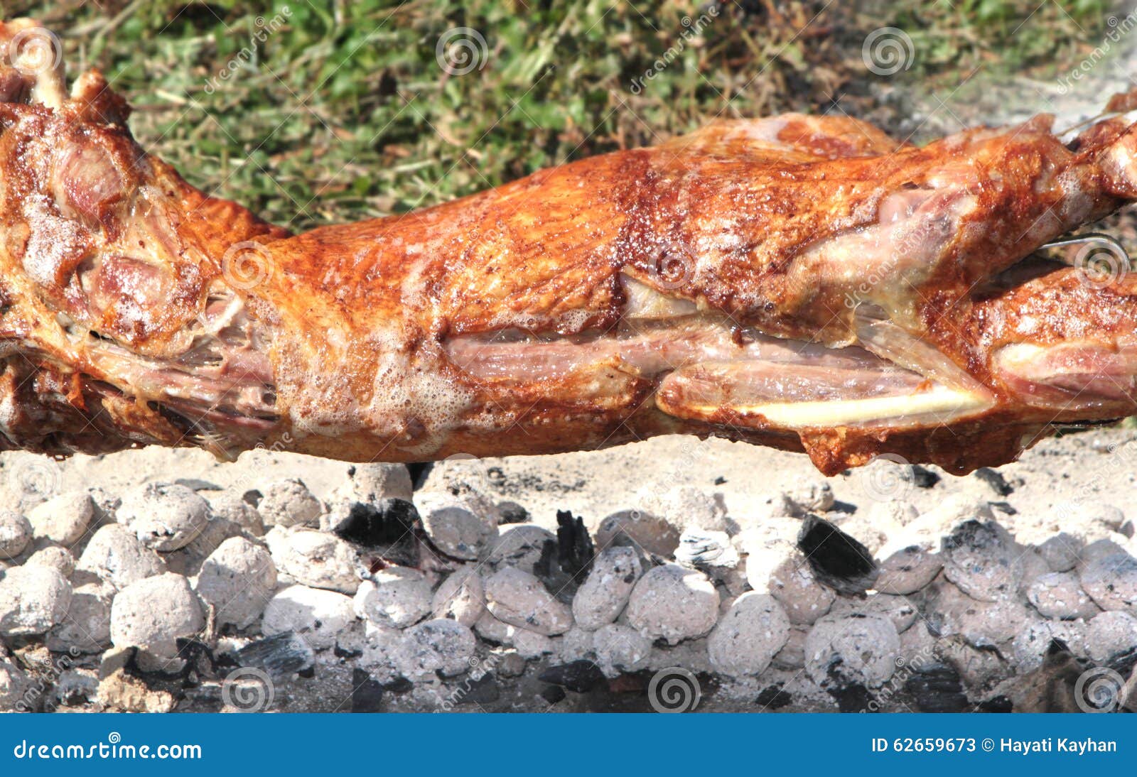 Turning Roasted Whole Lamb on Coal Fire Stock Image - Image of outdoor ...