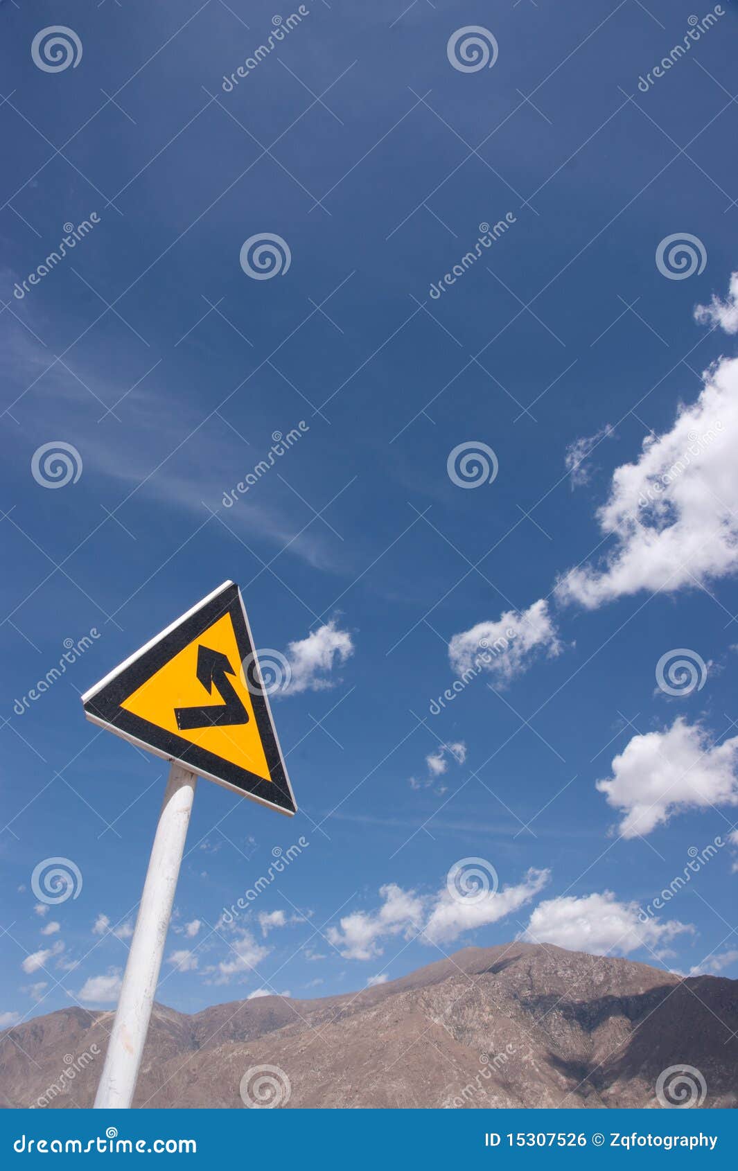 Turning sign stock photo. Image of sign, signal, mountain - 15307526
