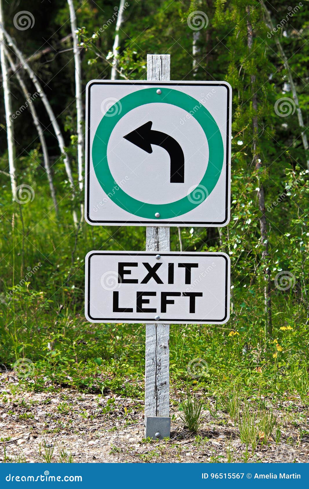 A Turning Sign with Exit Left Written Below it Stock Image - Image of ...