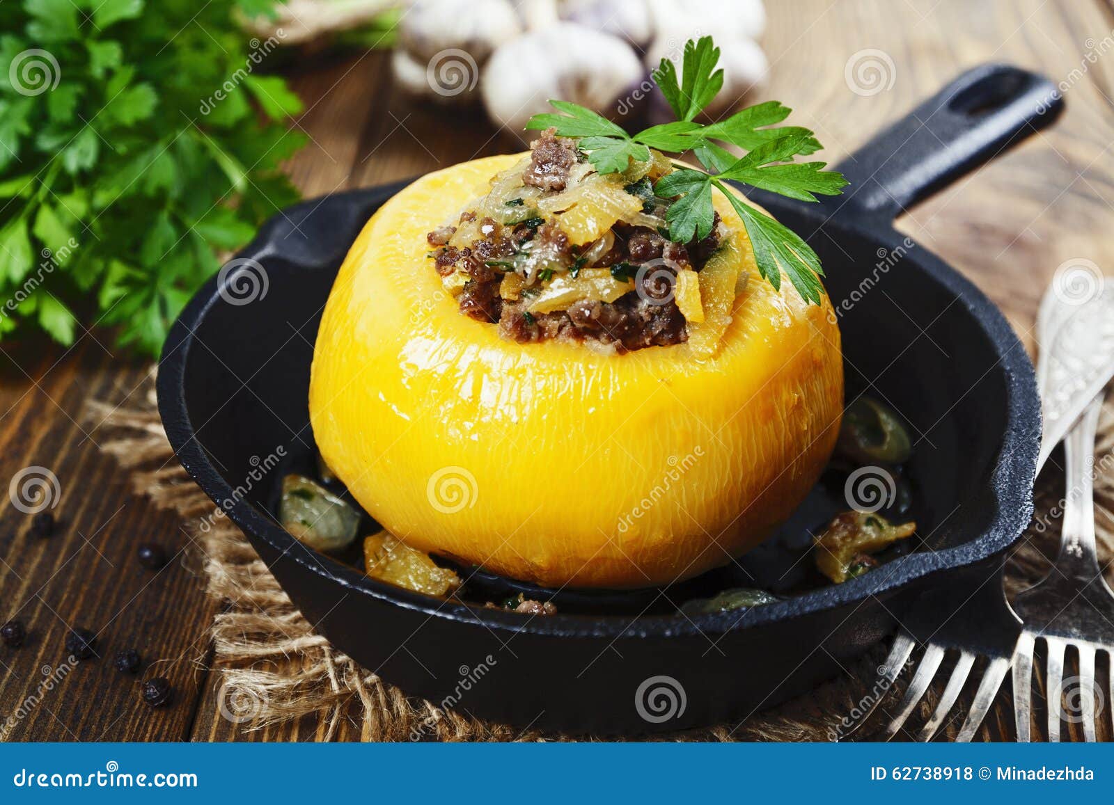 Turnip Stuffed with Minced Meat Stock Photo - Image of table, wood ...