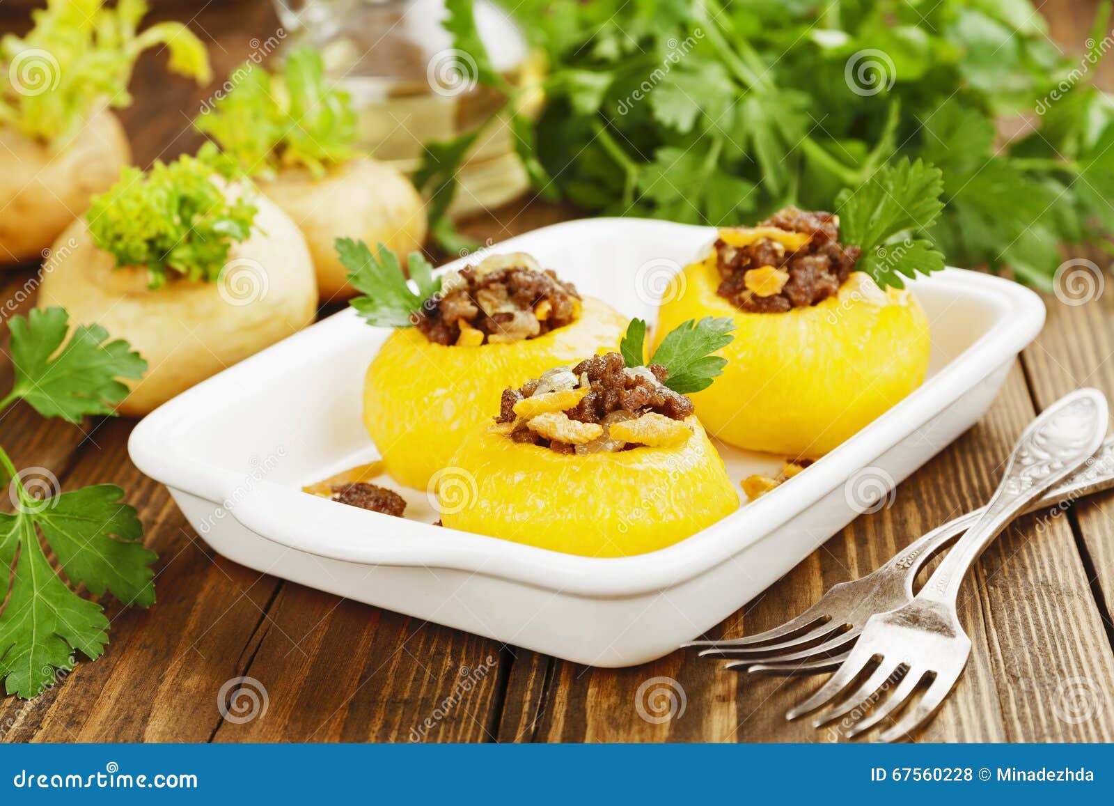 Turnip Stuffed with Minced Meat Stock Photo - Image of turnip, meat ...