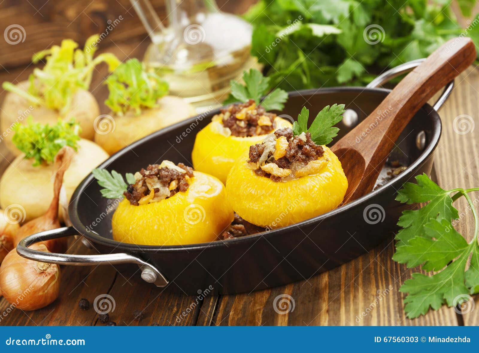 Turnip Stuffed with Minced Meat Stock Image - Image of turnip, stuffing ...