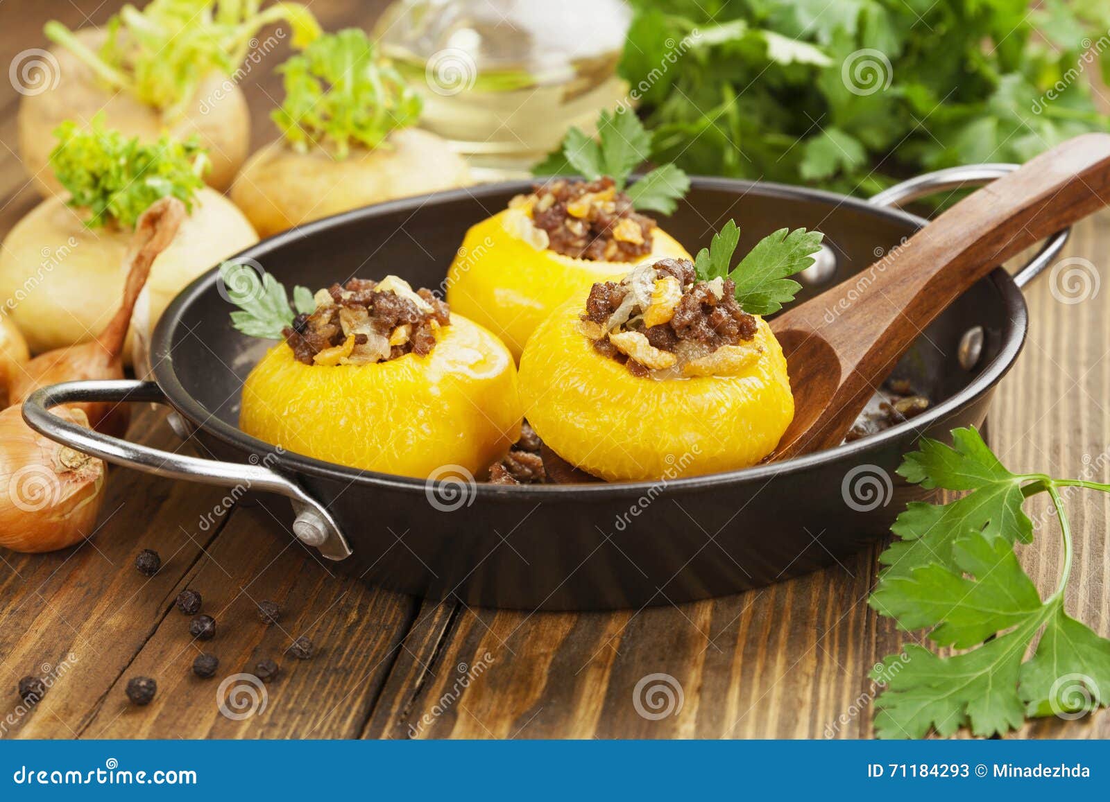 Turnip Stuffed with Minced Meat Stock Image - Image of cuisine, parsley ...
