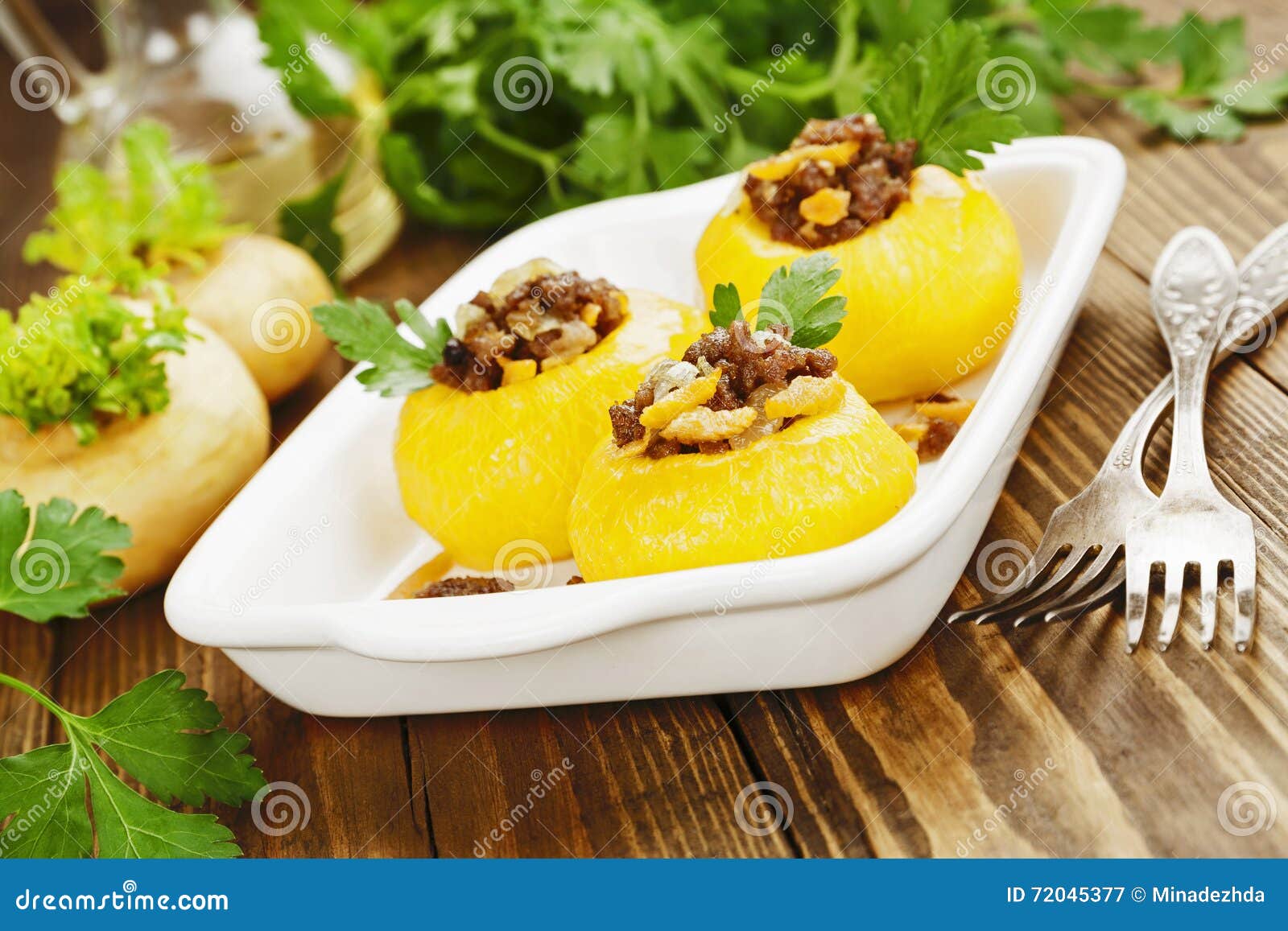 Turnip Stuffed with Minced Meat Stock Image - Image of cast, beef: 72045377