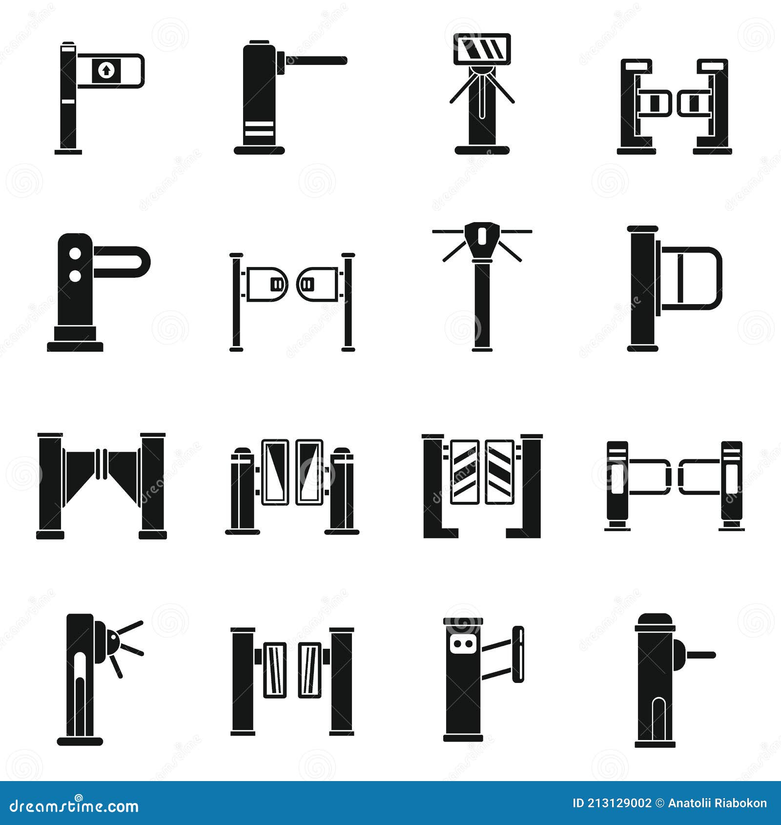 Turnstile Barrier Icons Set, Simple Style Stock Vector - Illustration of simple, tourniquet ...