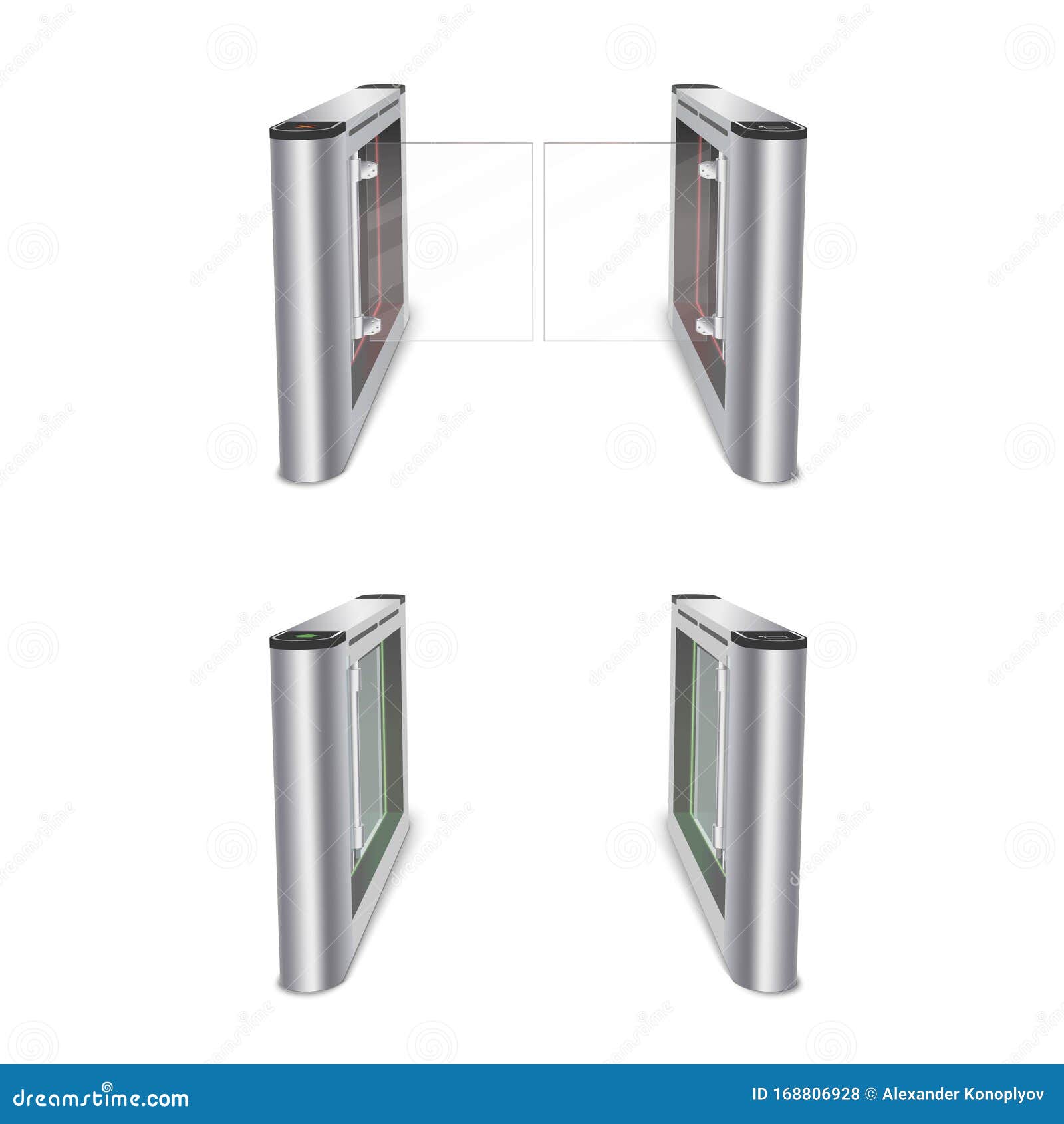 Turnstile with Glass Doors Vector Realistic Illustration Stock Vector ...