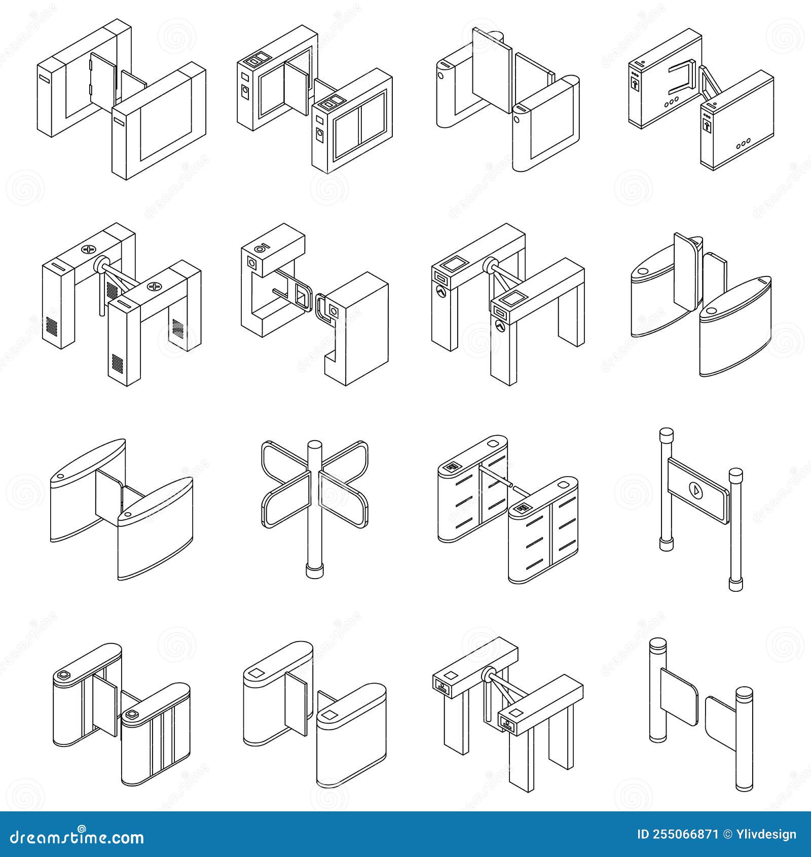 Turnstile Icons Set Vector Outline Stock Vector - Illustration of gate ...