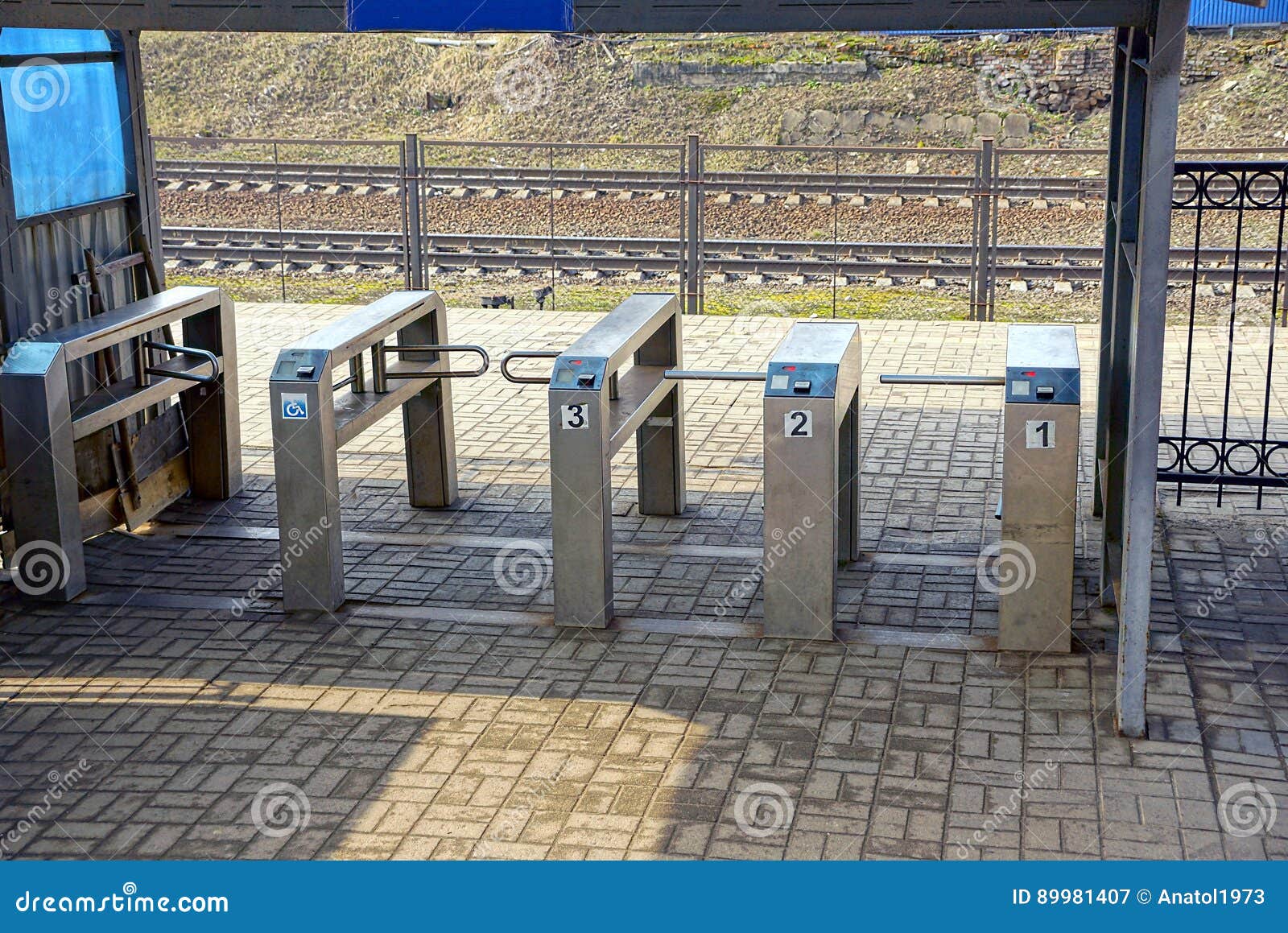 Turnstiles at the Railway Station Stock Image - Image of door, gate ...