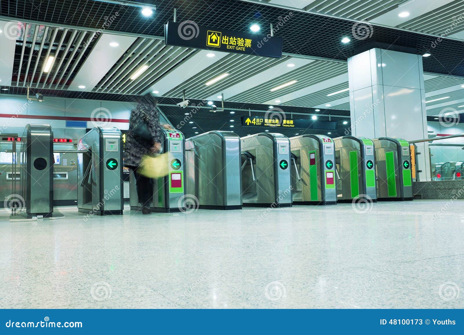 Turnstiles in the subway stock image. Image of gate, city - 48100173