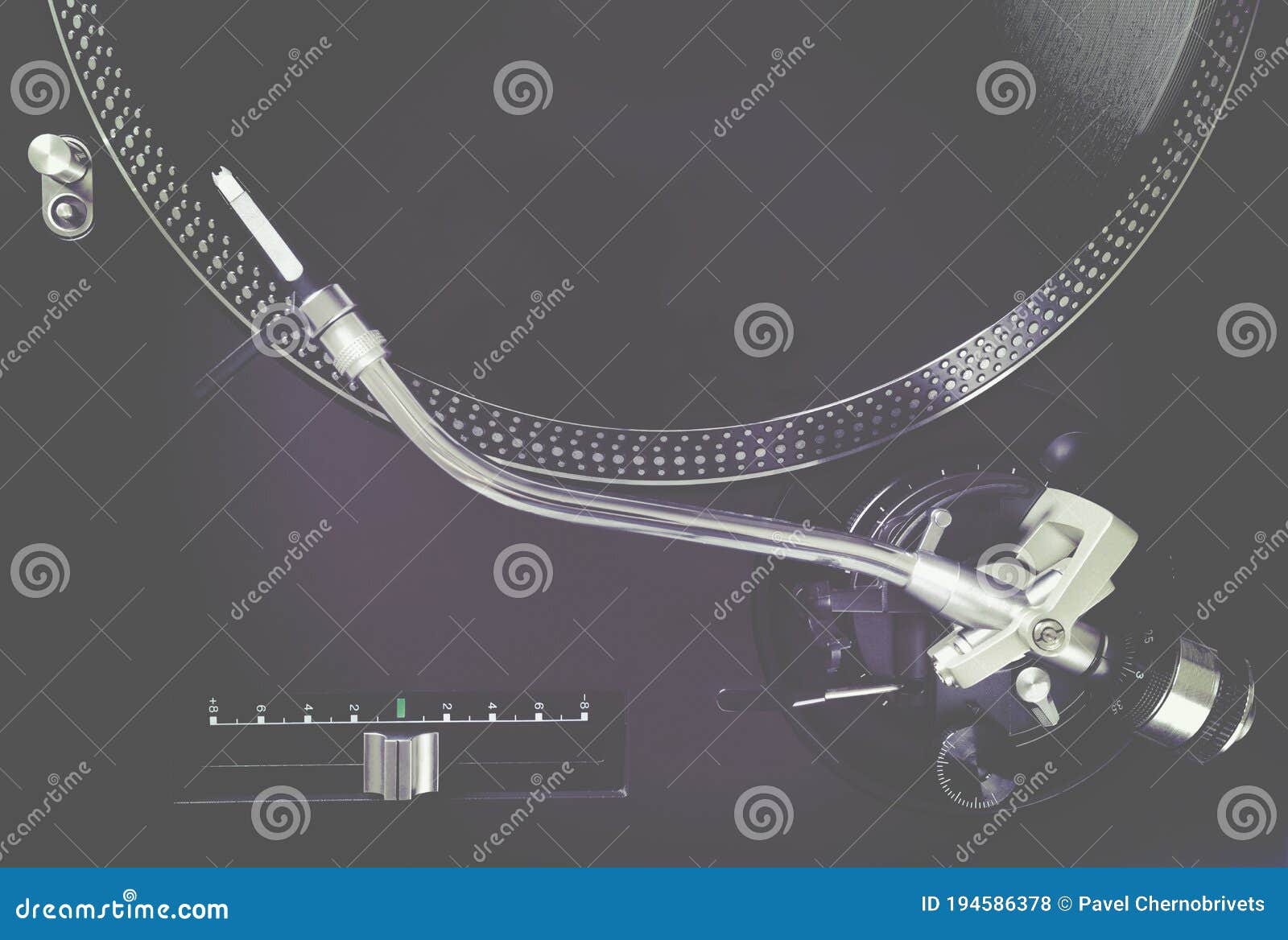 Turntable with Black Record and Headshell Stock Photo - Image of stylus ...