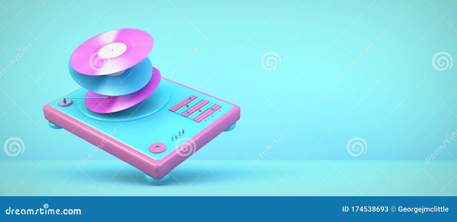 Turntable on Blue Background Stock Illustration - Illustration of ...