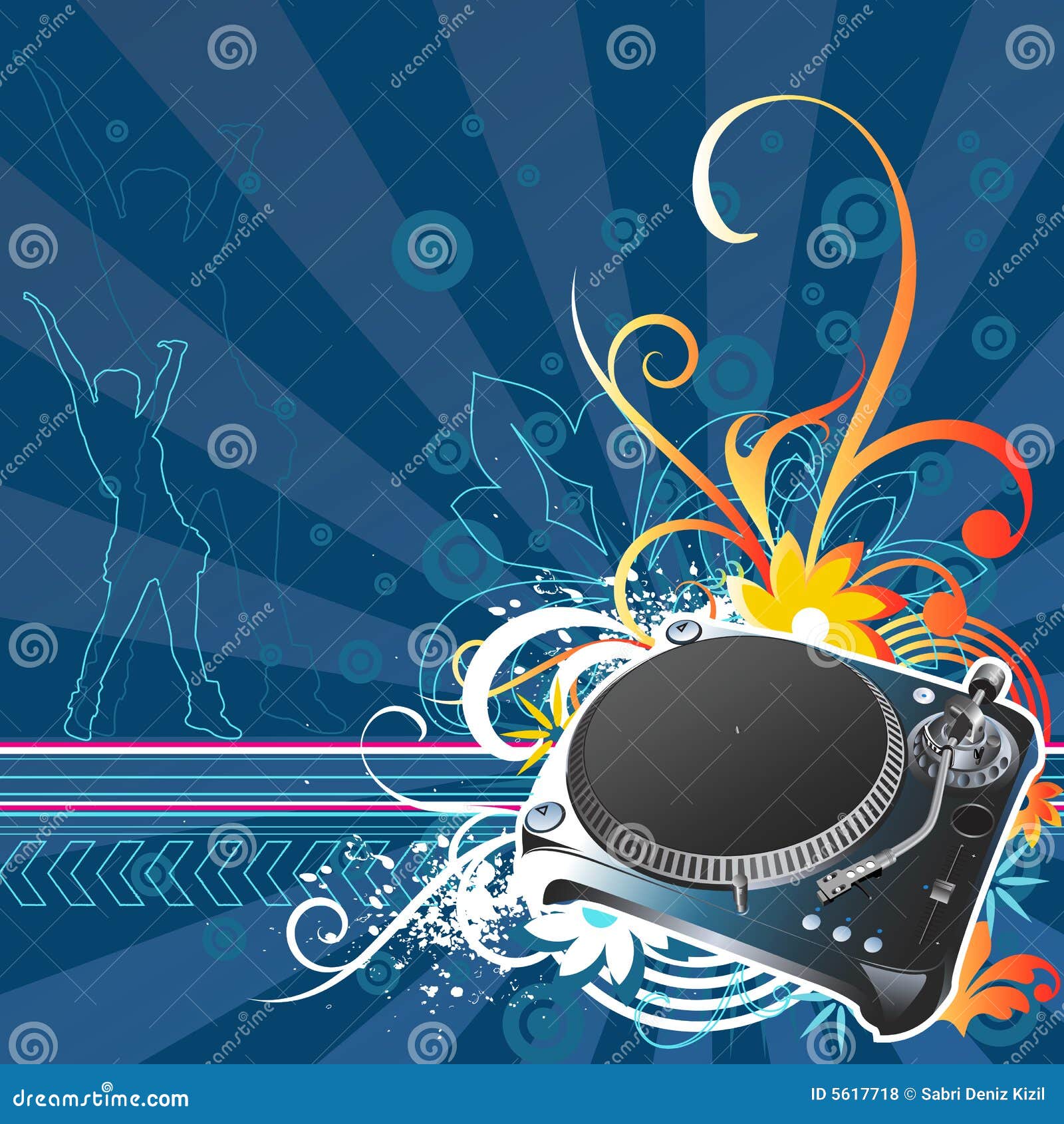 Turntable Floral Background Vector Stock Vector - Illustration of ...