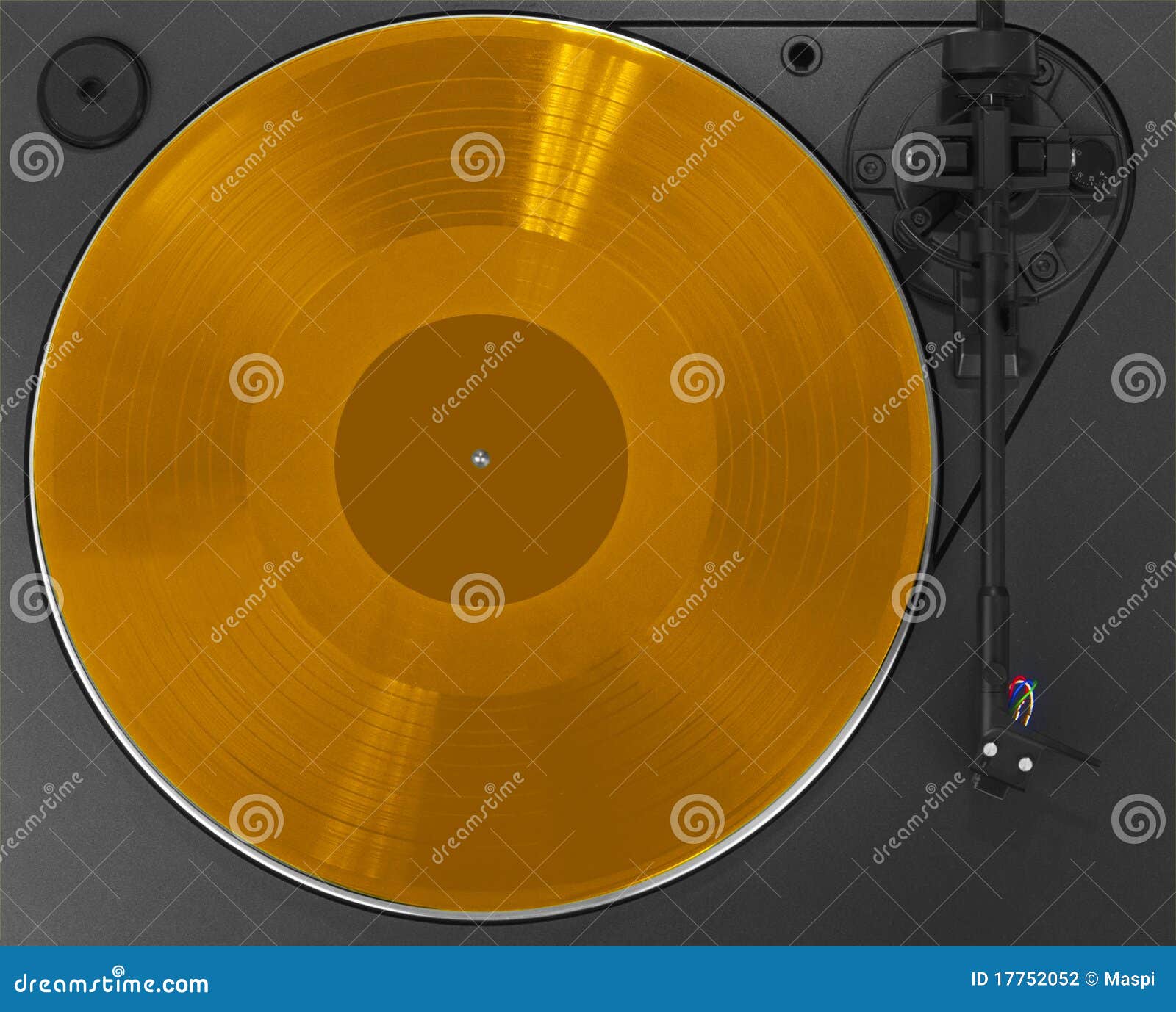 Turntable with Golden Record Stock Photo - Image of equipment, disco ...