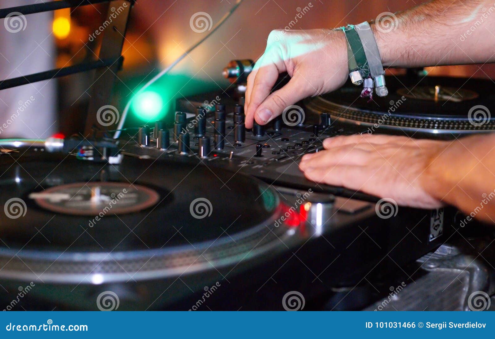 Turntable, Hand of Dj on the Vinyl Record Stock Photo - Image of ...