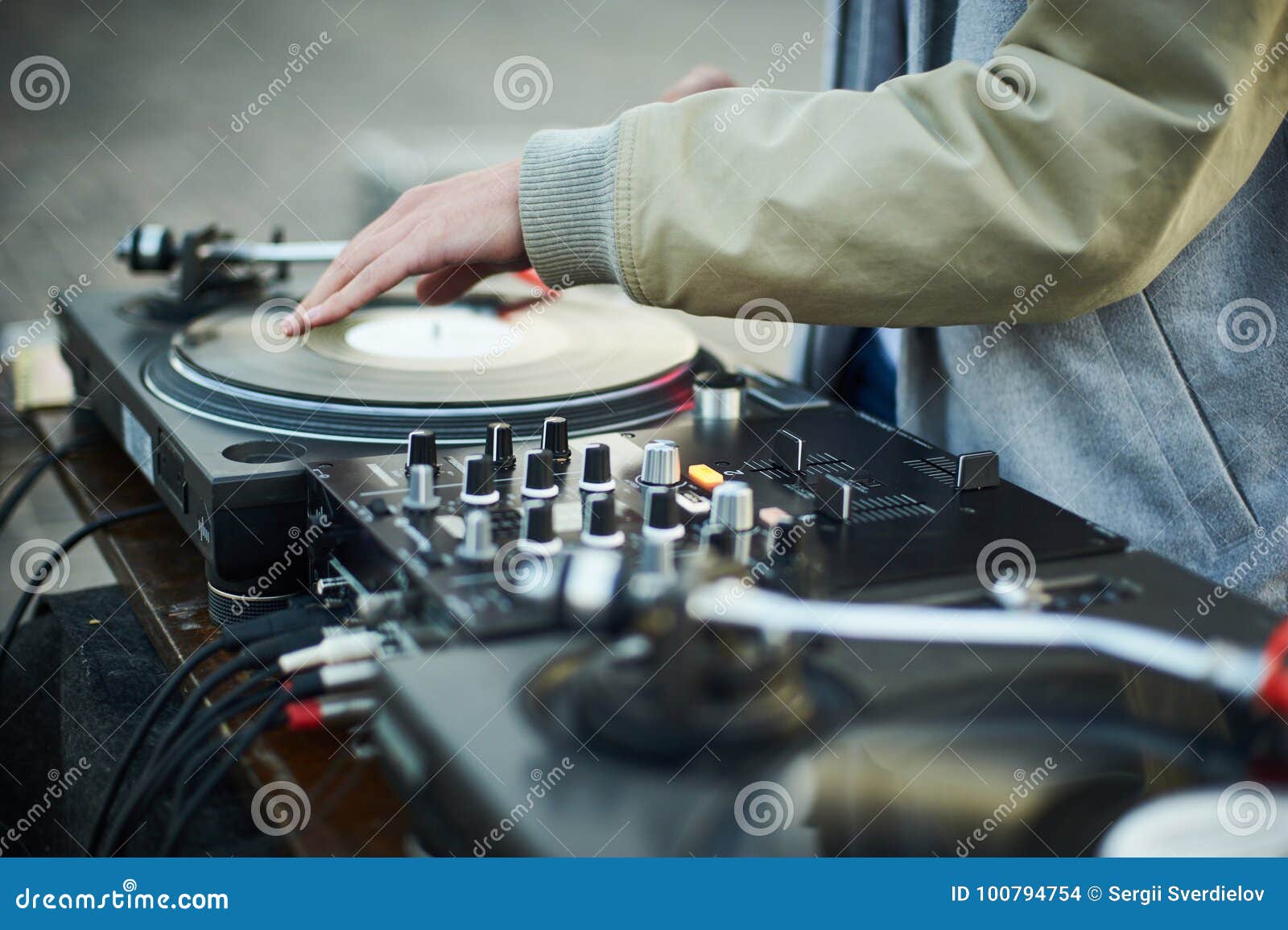 Turntable, Hand of Dj on the Vinyl Record Stock Photo - Image of ...